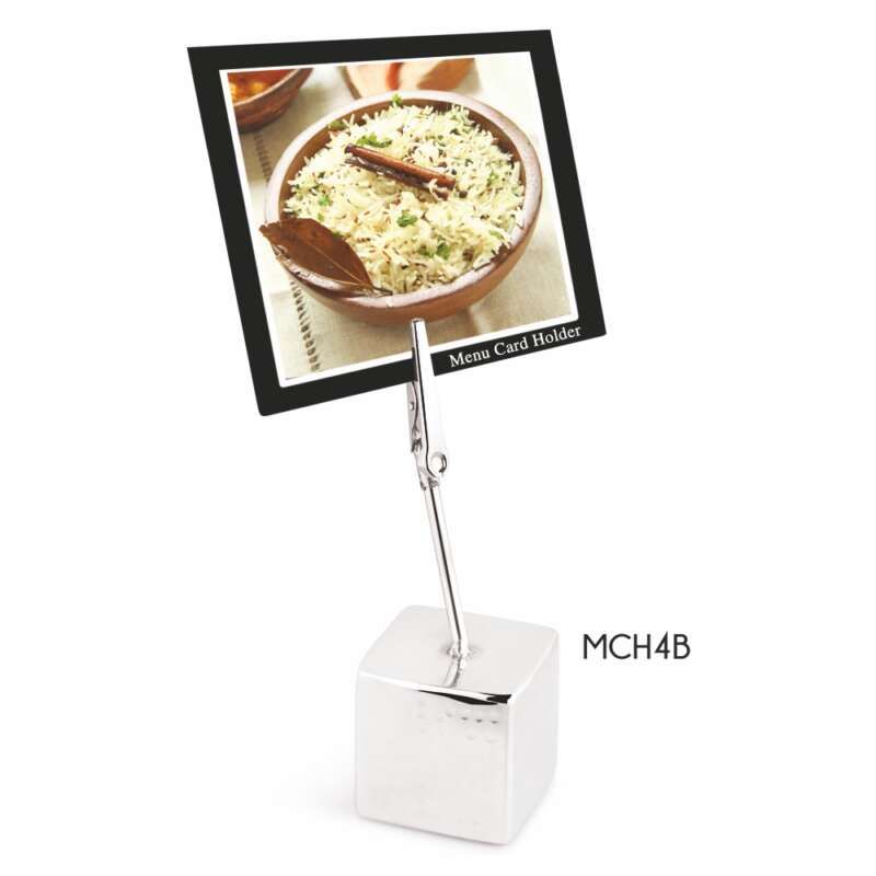 MENU & CARD HOLDER WITH BASE -S.S, – Indigo Metalware LLP
